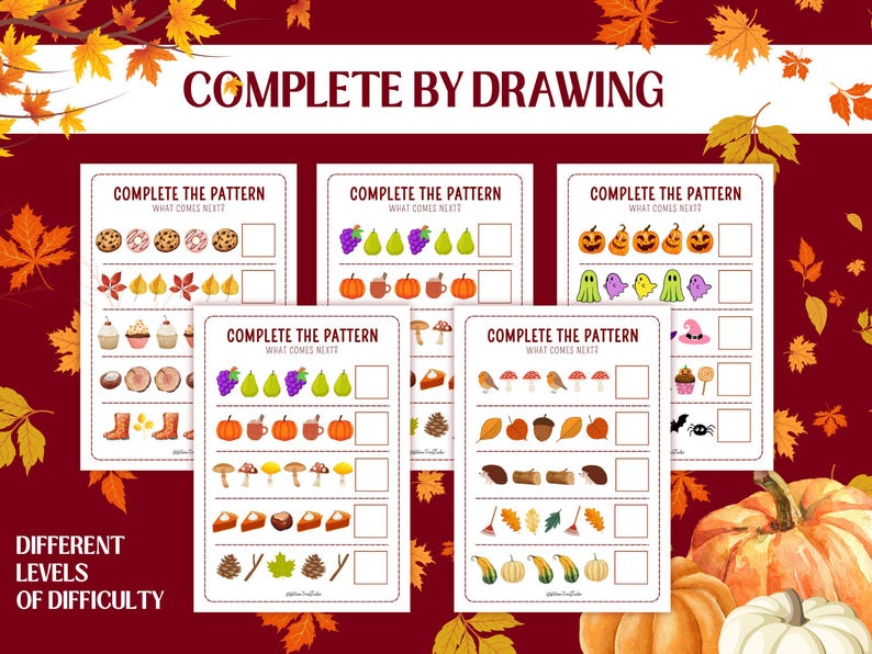 Fall Pattern Pack – Autumn Worksheets for Preschool & 1st Grade ...