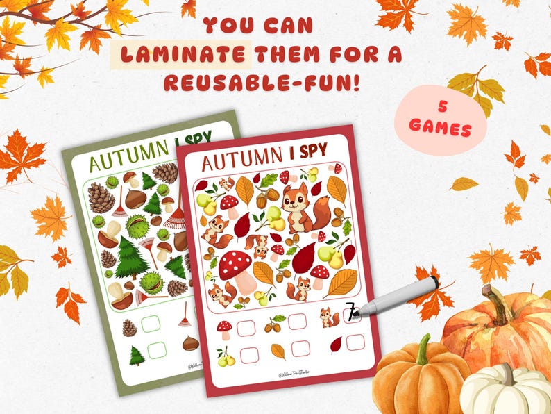 Autumn I Spy Printable Games – Fall Kids Activity Pack (digital ...