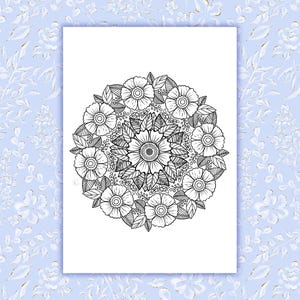 Floral Mandala Coloring Pages: Stress Relief Art (PDF Printables) - Etsy