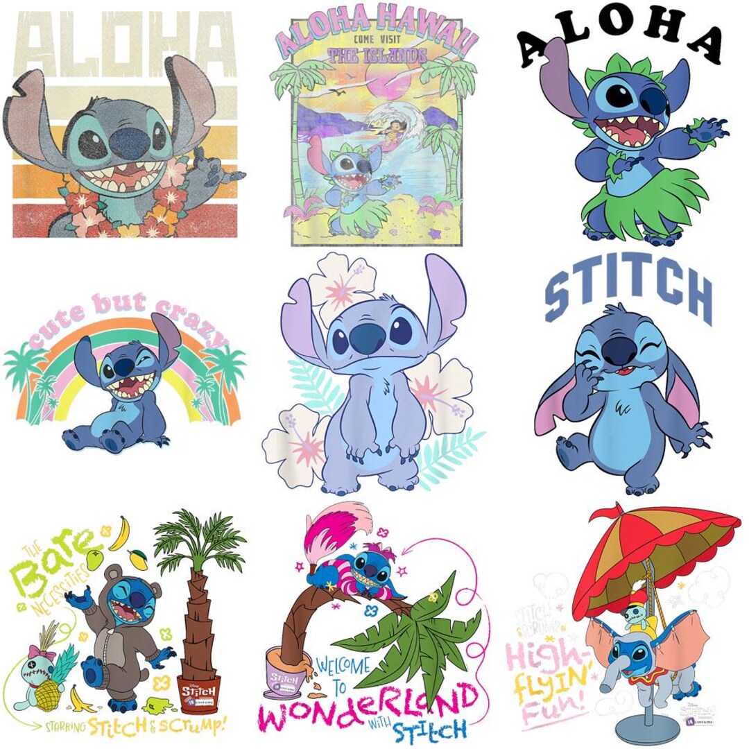 Aloha Stitch PNG Sublimation Design Download | Hand Drawn Stitch Png ...