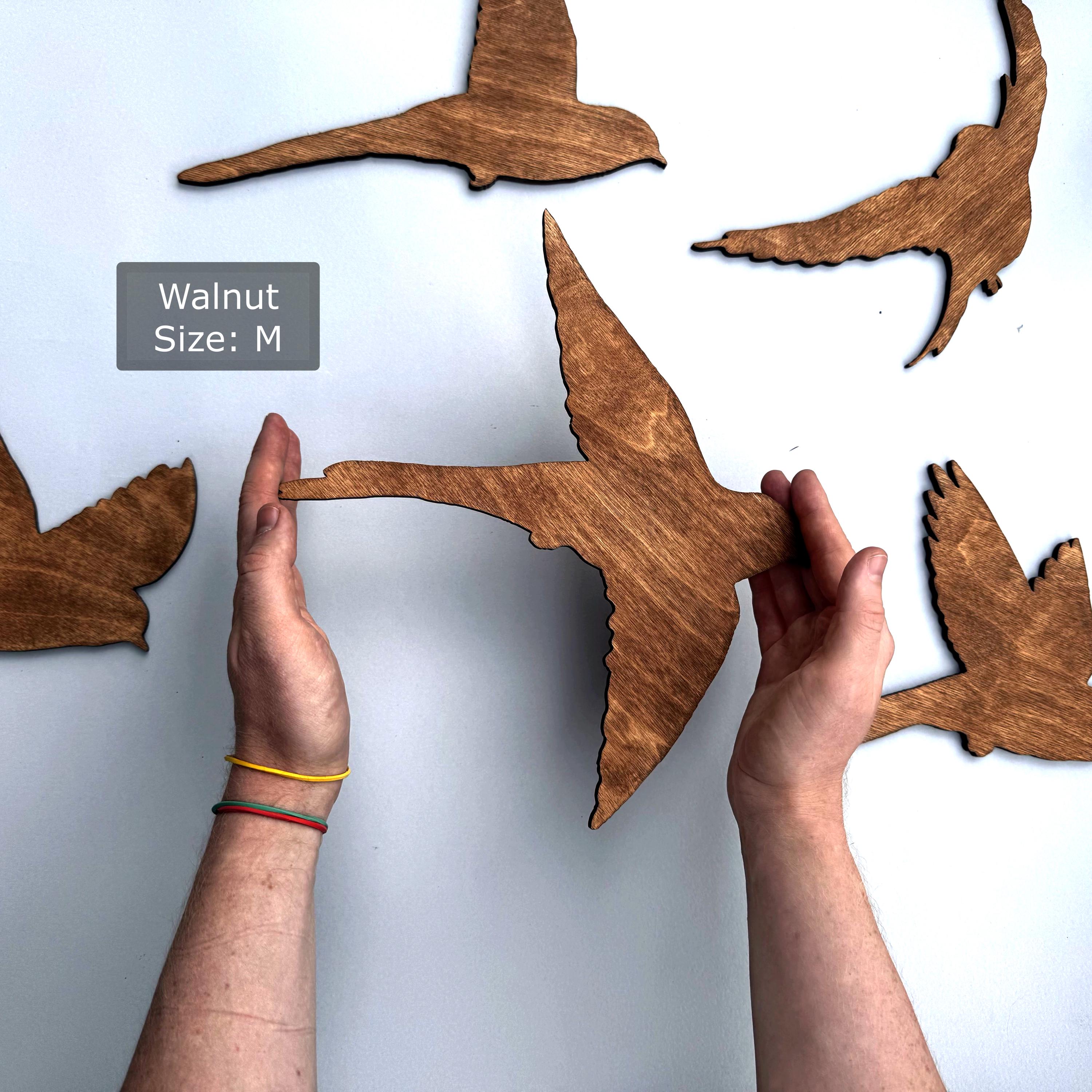 Wooden Flying Birds Wall Art Set, Flock of 5 Birds, Minimalist Bird ...