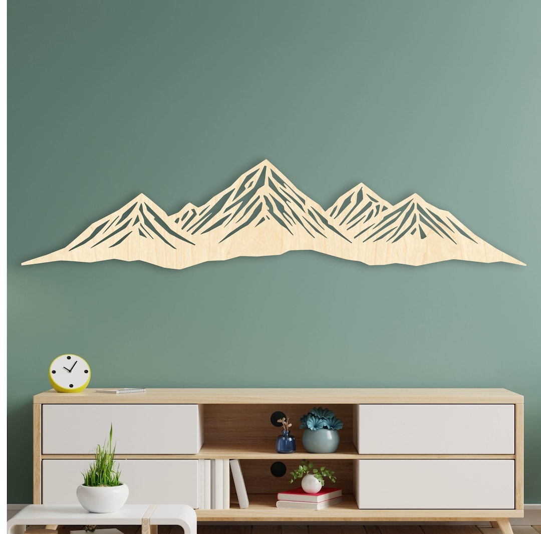 Wooden Mountain Wall Art, Rustic Nature Decor, Landscape Wall Hanging ...