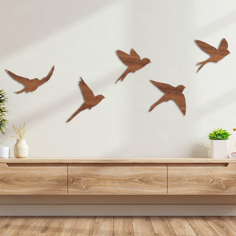 Wooden Flying Birds for Wall - Etsy