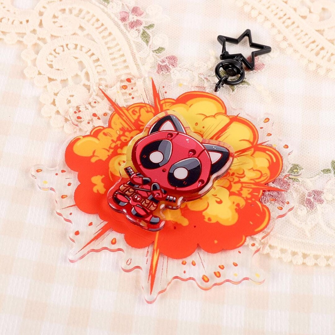 Deadpool Cat Spinning Acrylic Keychain Explosive Gift Edition - Etsy