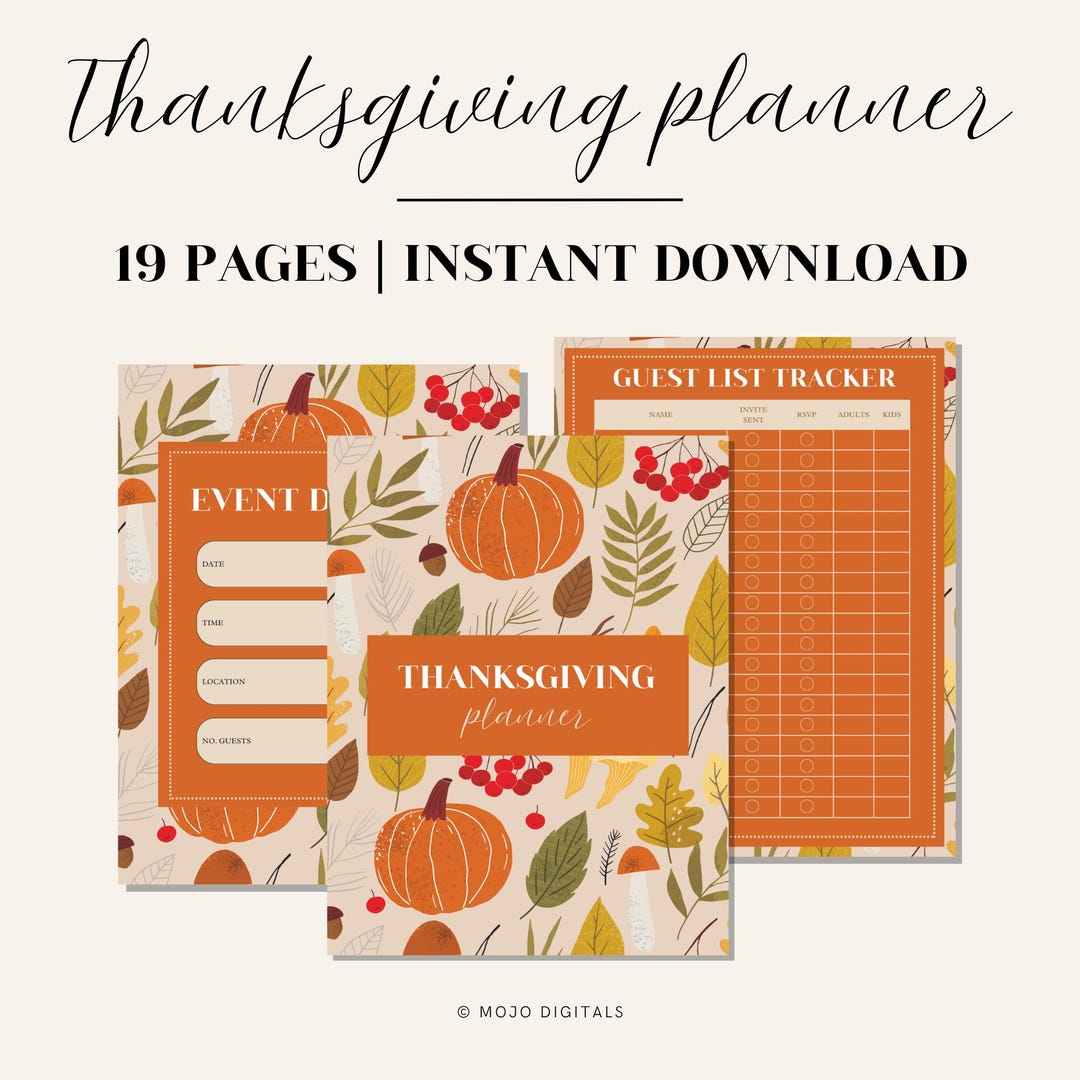 Thanksgiving Planner Printable Holiday Planner Thanksgiving Meal ...