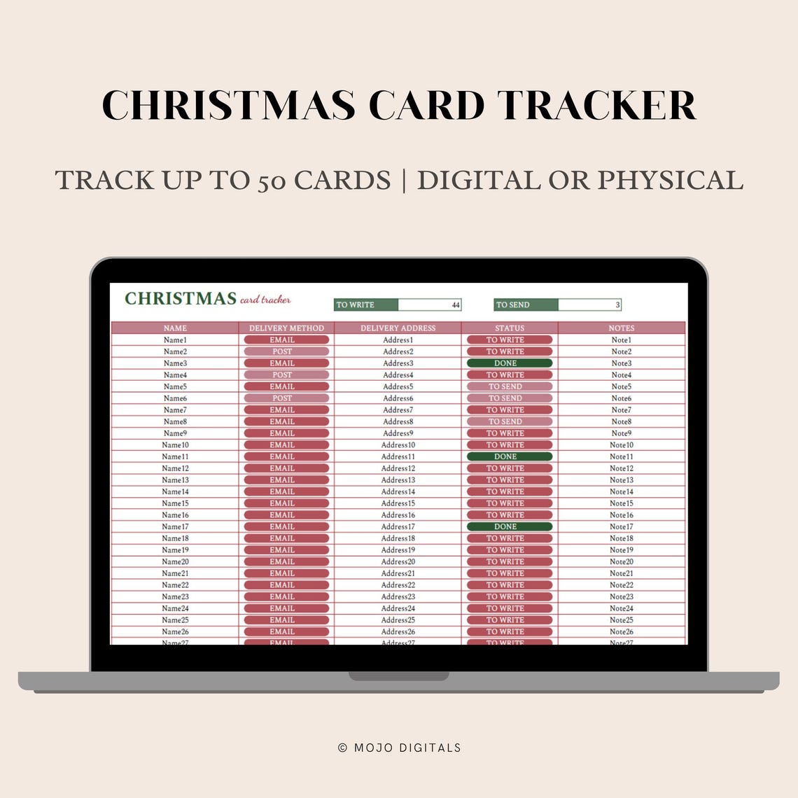 Christmas Gift Tracker Google Sheets Stocking Gift Planner Spreadsheet ...