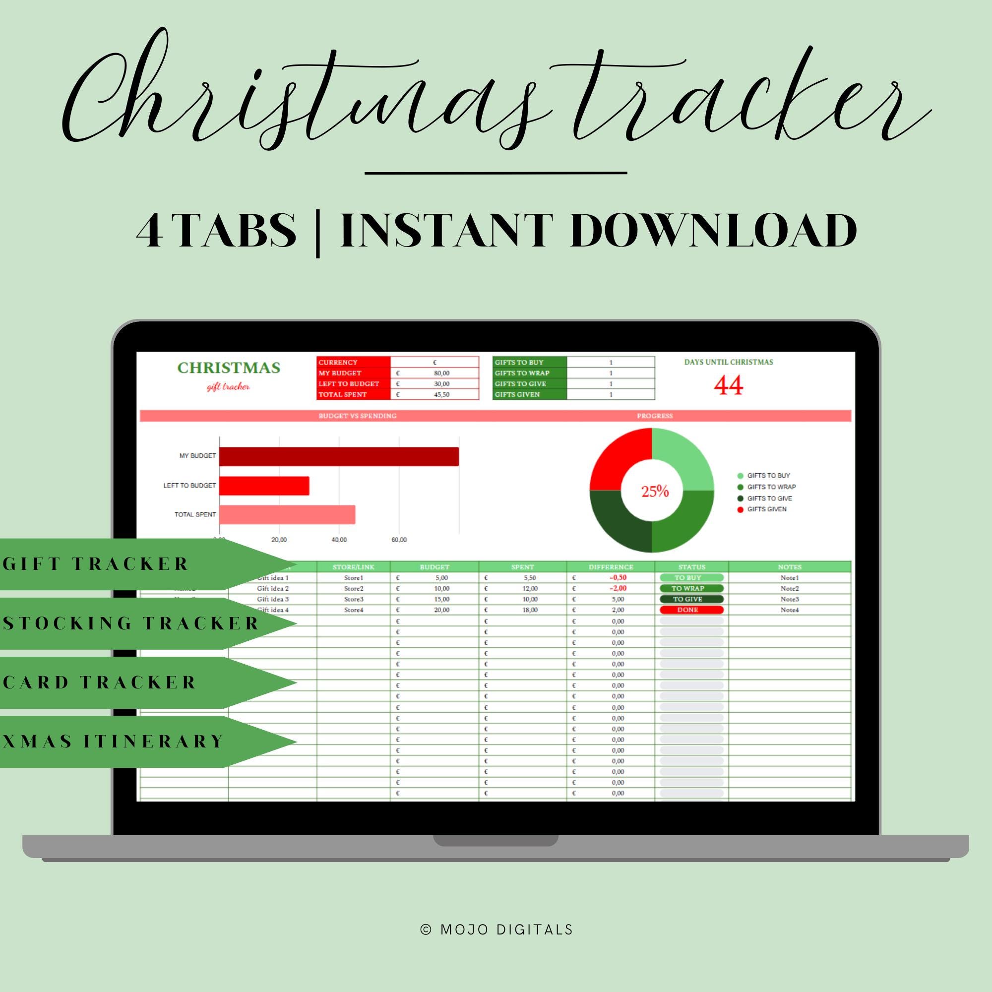 Christmas Gift Tracker Google Sheets Stocking Gift Planner Spreadsheet ...