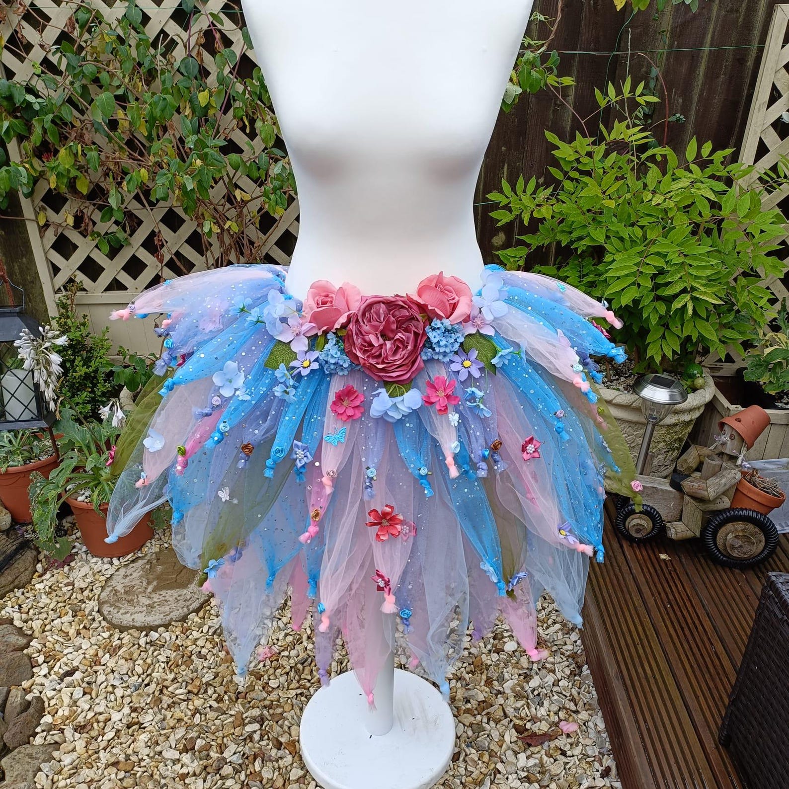Blush Pink and Blue Flower Fairy Tutu Skirt - Costume, Dressing Up ...