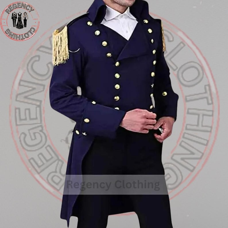 Men's Navy Blue British Army Coat - Double-breasted Wool Colonial ...