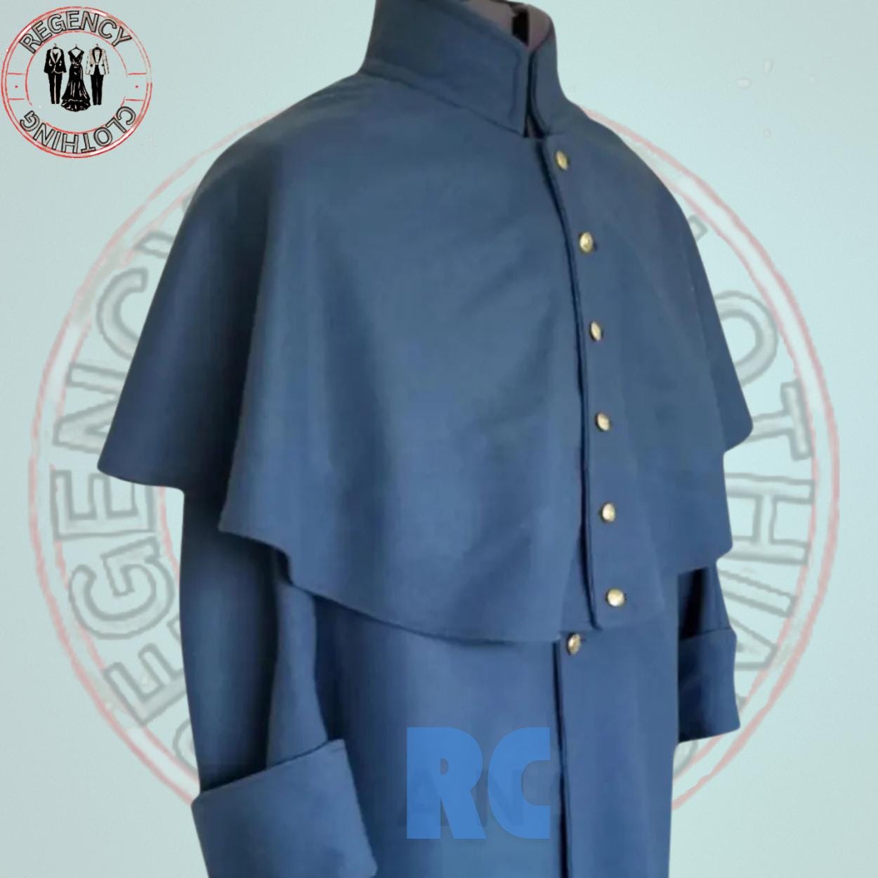 Victorian Wool Cloak in Blue – Classic Inverness Cape Coat - Civil War ...