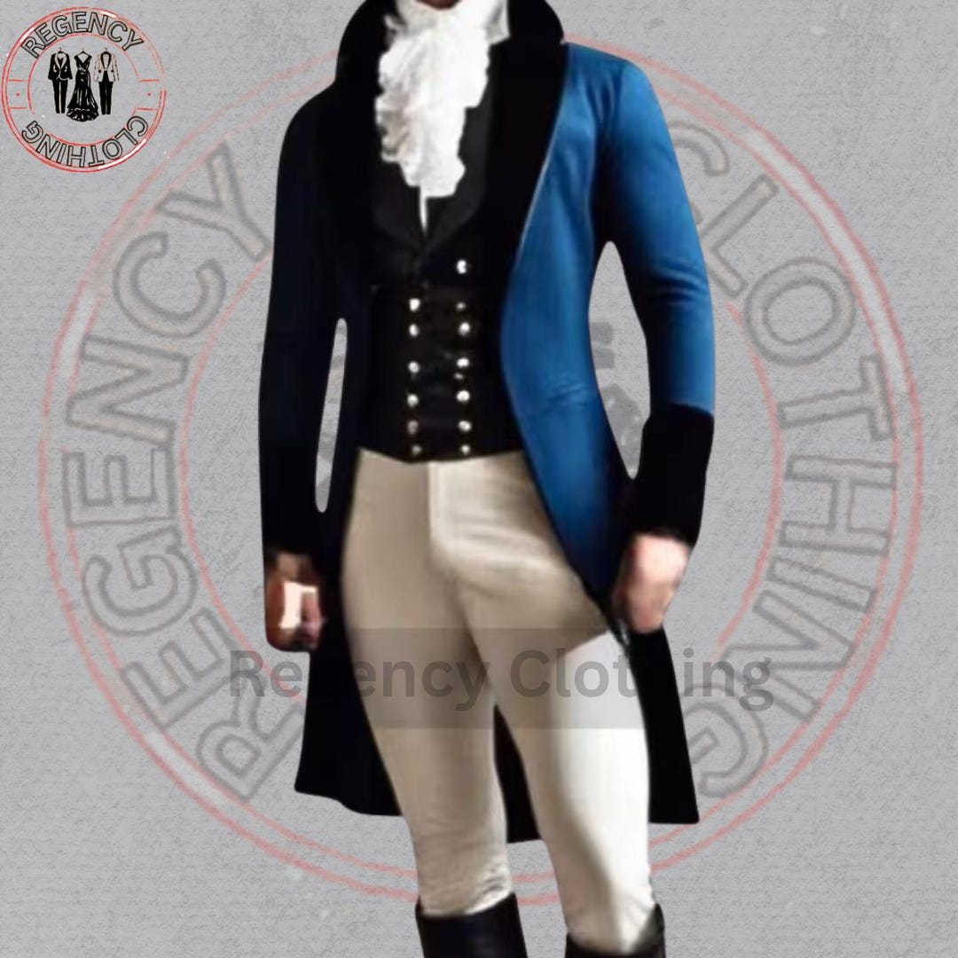 Men's Blue Regency - Style Tailcoat - Handmade Custom Piece Crafted ...
