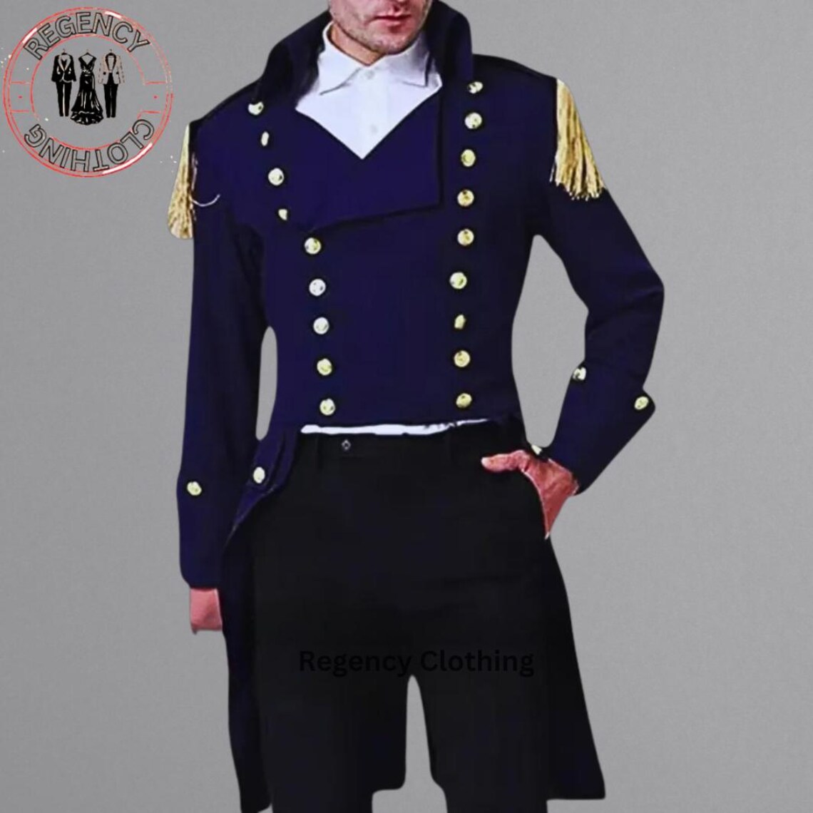 Brand New Navy Blue Double Breasted Men's British Military Wool Coat ...