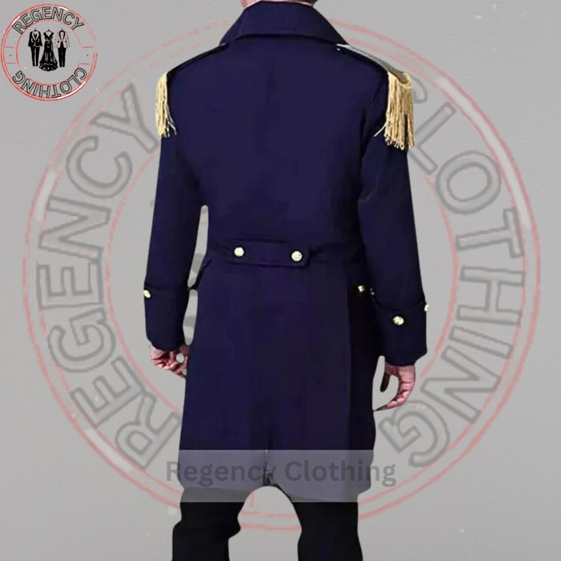 Men's Navy Blue British Army Coat - Double-breasted Wool Colonial ...