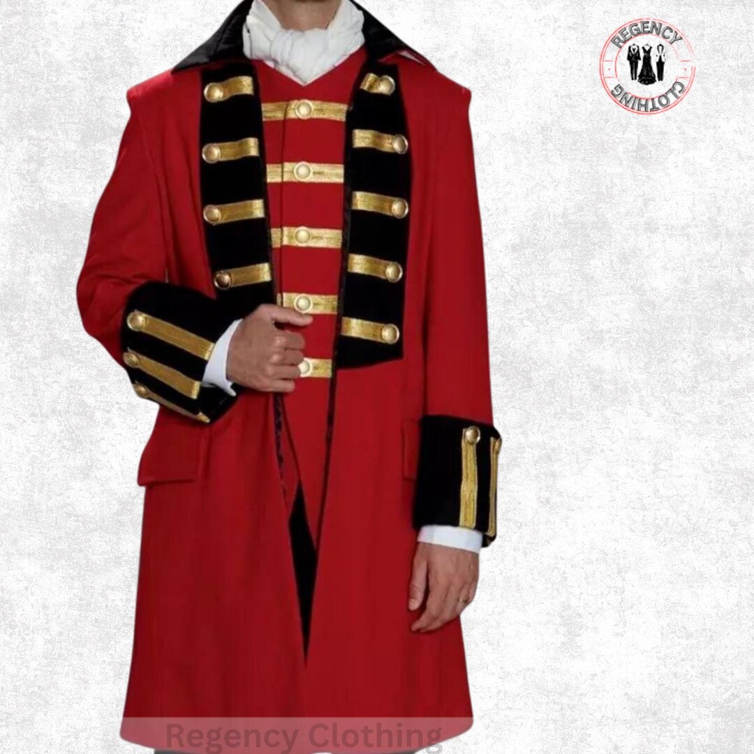 New Handmade Men's Red Pirate Jacket – Stylish Frock Coat With Black ...