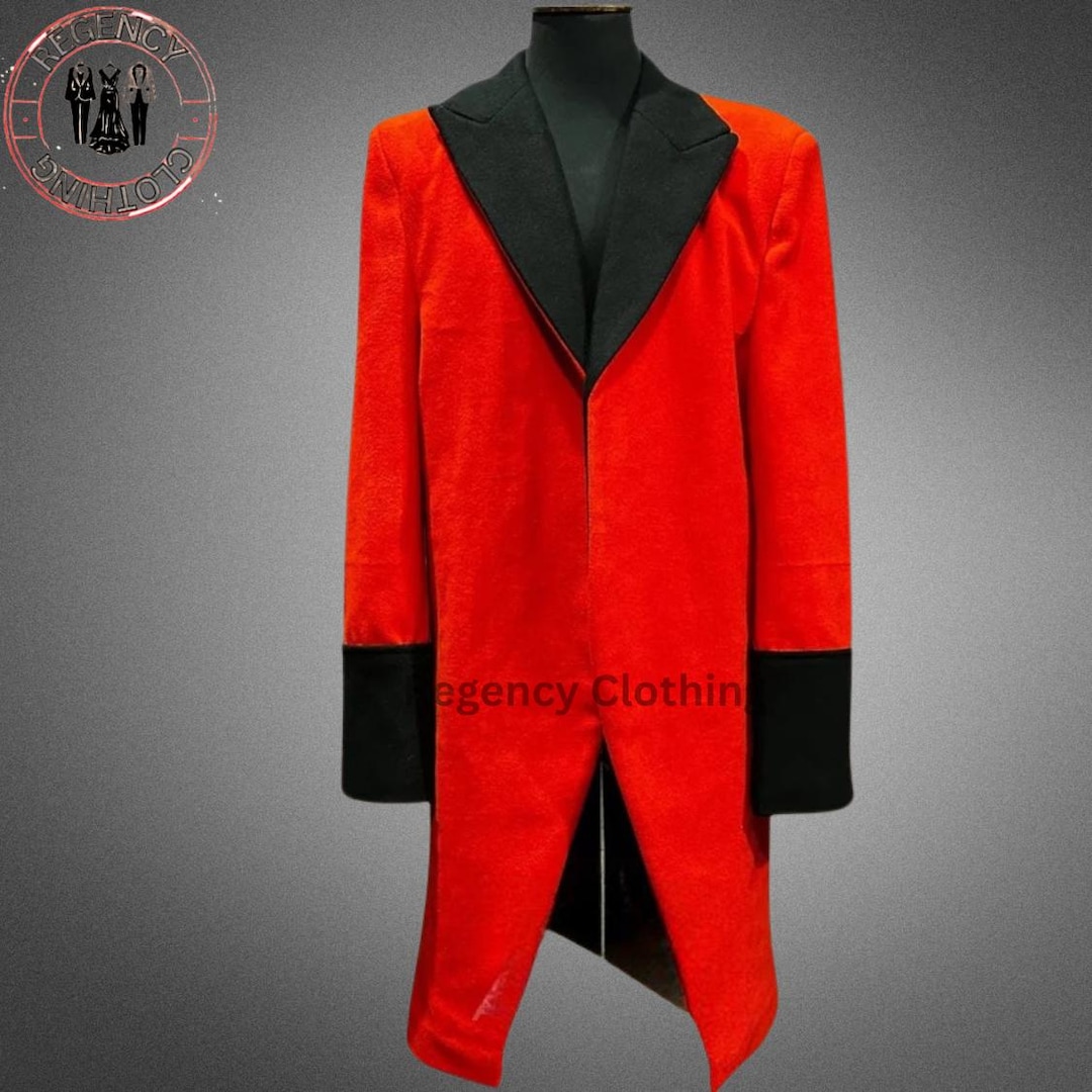 Brand New Customized Blackbeard Men's Red Captain Coat | Black Lapel ...