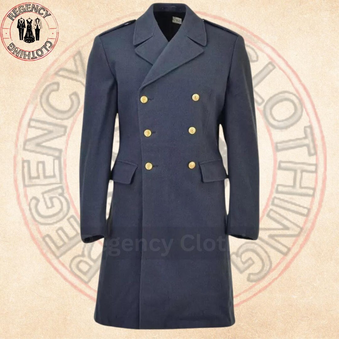 New Men's 100% Wool Swedish Military Blue Overcoat - Vintage Long Coat ...