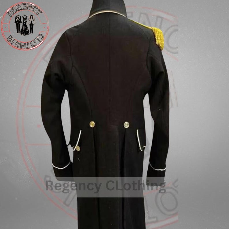 Regency Wool Military Tailcoat - Black Lieutenant Uniform, Cosplay ...