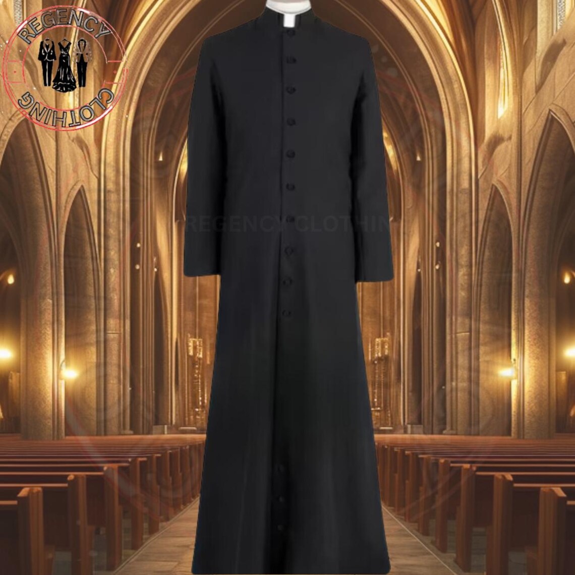 Black Roman Catholic Wool Cassock – Tailored Clergy Vestment - Also ...
