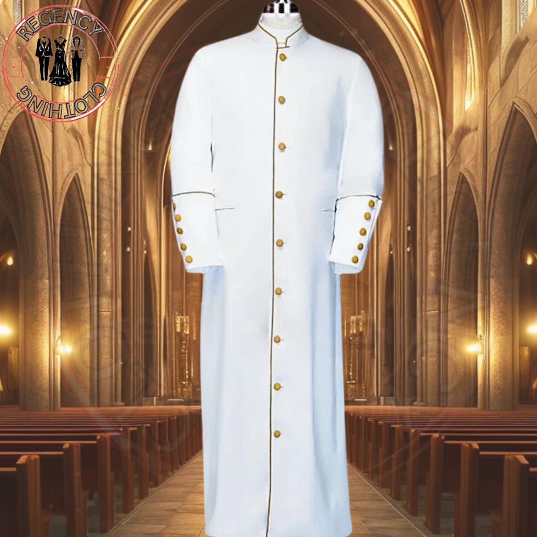 Caleb White or Black Clergy Robe for Men – Gold Contrast Design ...