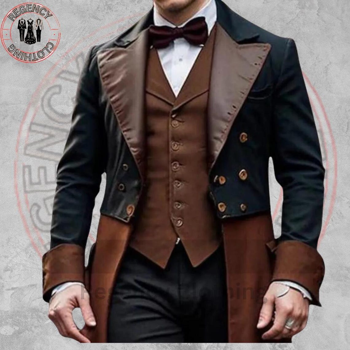 Men's Wool 18th Century Frock Coat - Military Steampunk Victorian ...