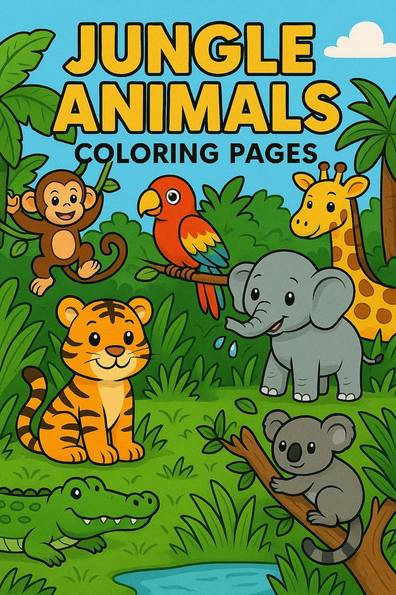 Jungle Animal Coloring Pages for Kids – 52 Printable Fun Jungle ...