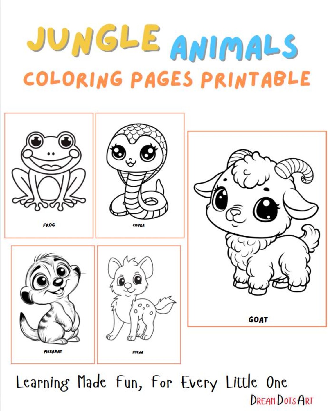 Jungle Animal Coloring Pages for Kids – 52 Printable Fun Jungle ...
