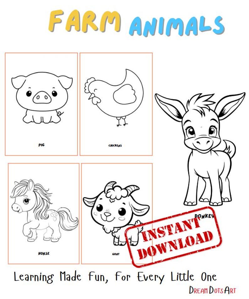 42 Cute Farm Animal Coloring Pages for Kids – Printable Activity for ...
