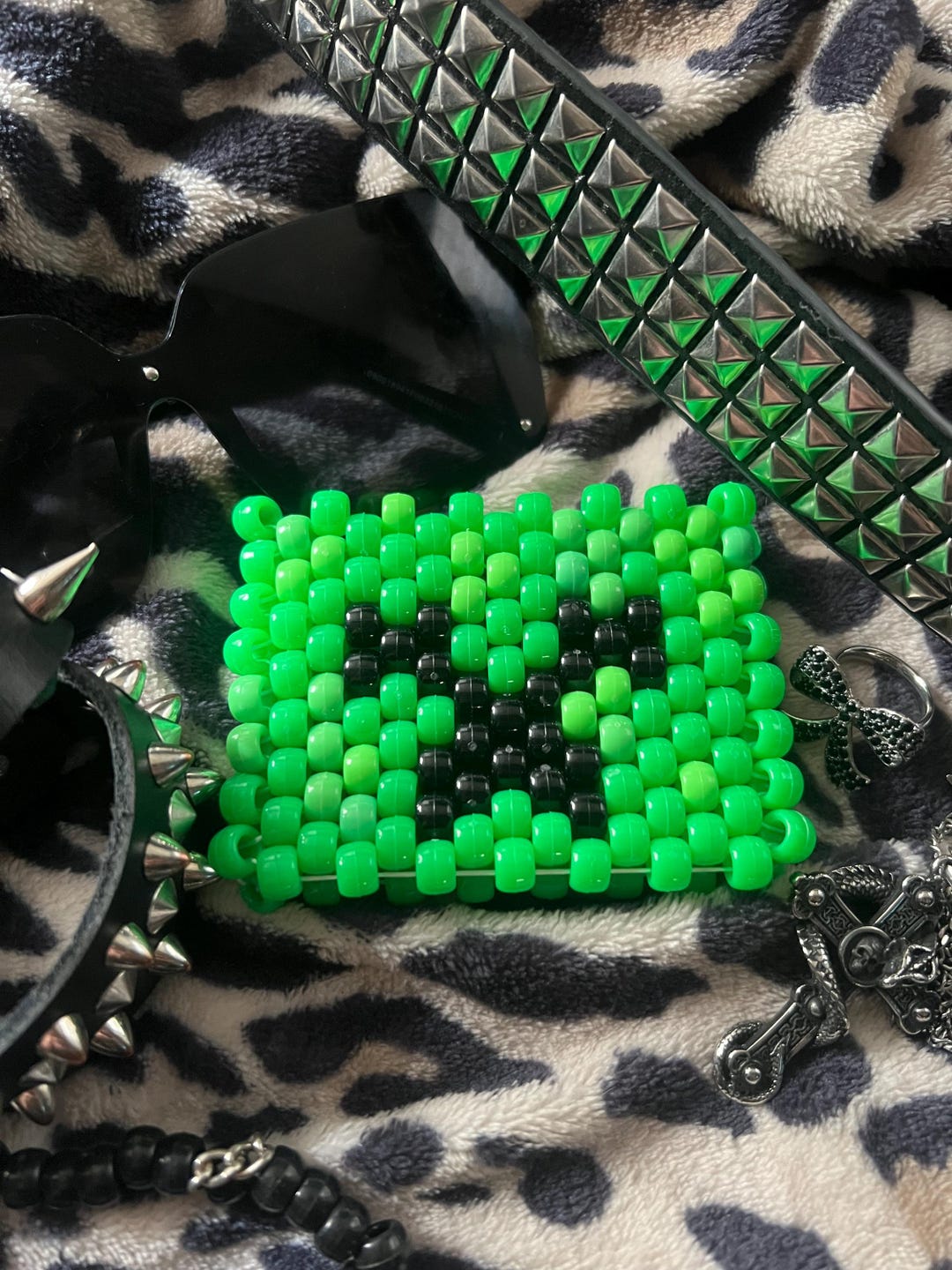 Minecraft Creeper Kandi Cuff Bracelet - Etsy