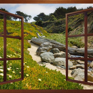 Wall Mural Window, Self Adhesive, California Open Window View-3 Sizes ...