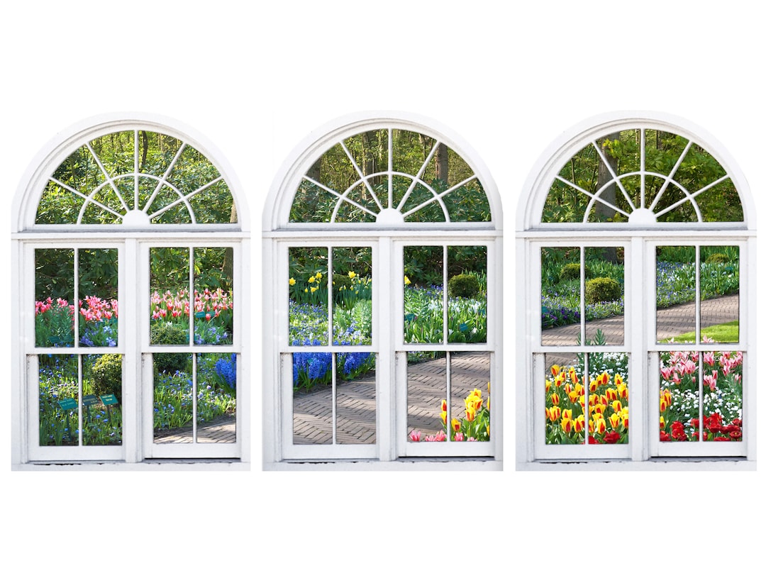 Photo Wall Decals of Dutch Garden, Holland- Window View-large 3 Piece ...