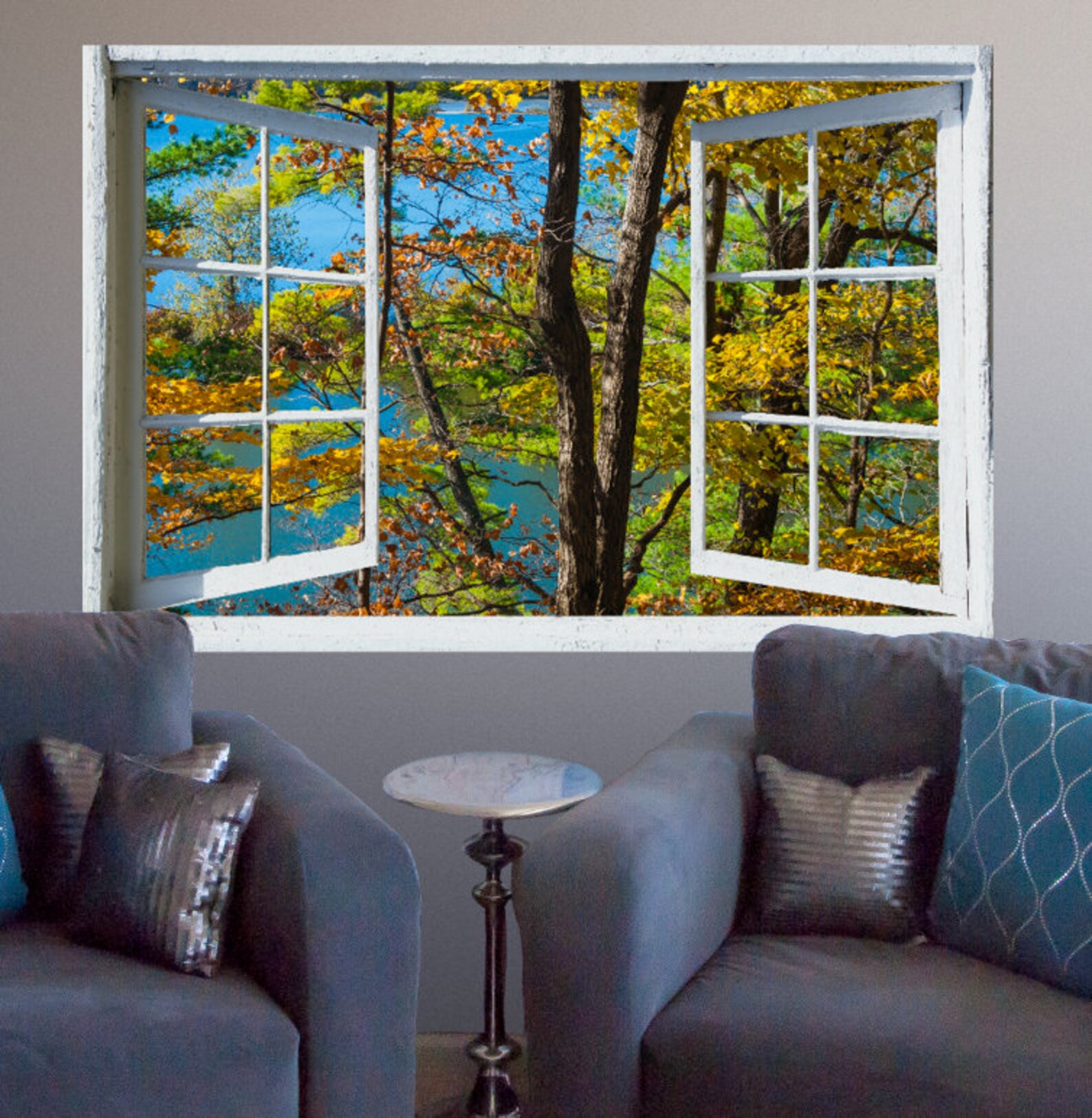 Wall Mural Window Self Adhesive Woods and Creek Window | Etsy