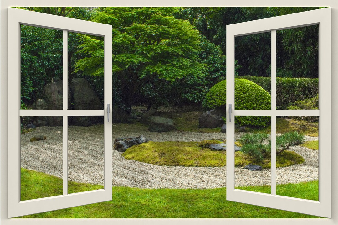 Wall Mural Window-self Adhesive-zen Sand Garden Window View-3 Sizes ...