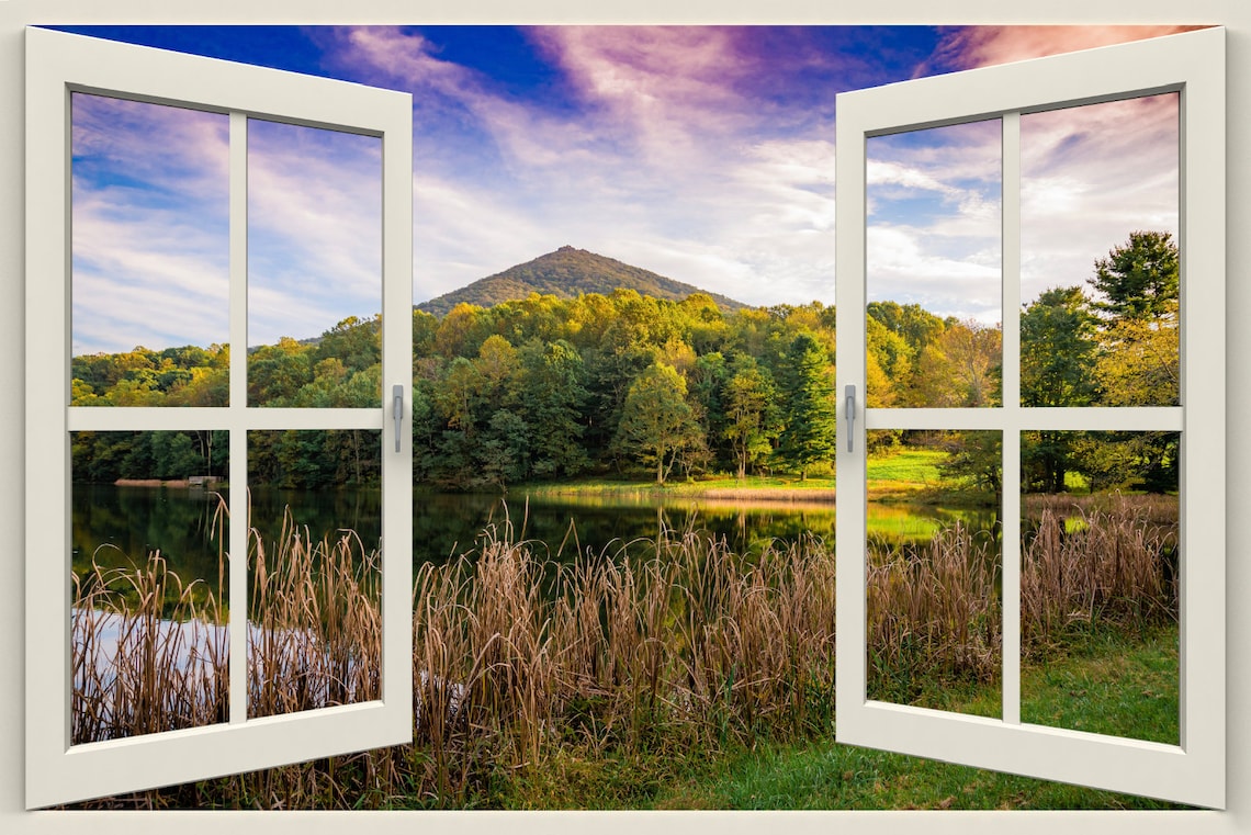 Wall Mural Window Self Adhesive Mountain Lake Window View-4 - Etsy