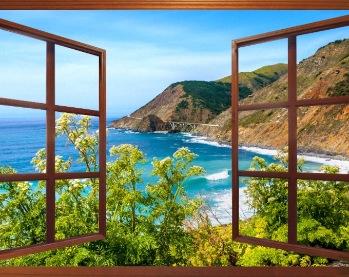 Dollhouse Faux Window, Self Adhesive, California Open Window View-big ...