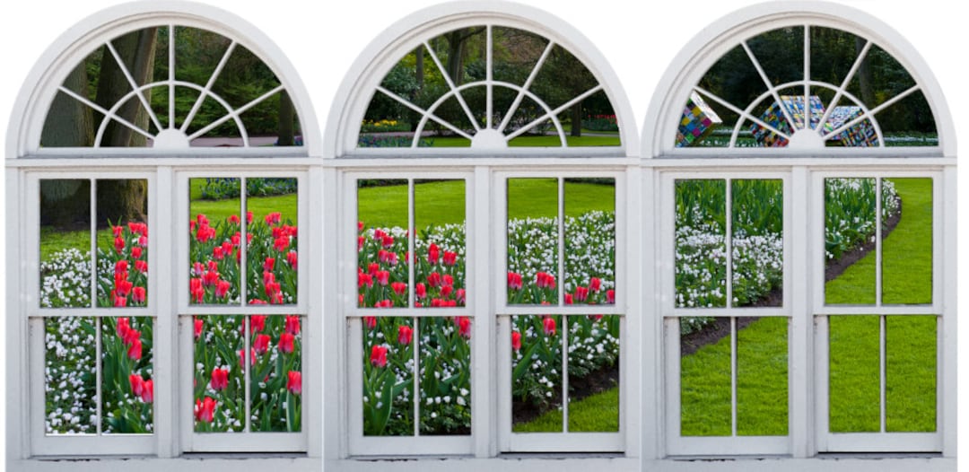 Faux Window Frame, Photo Wall Decals Dutch Garden-3, Holland- Window ...