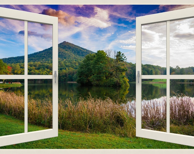 Wall Mural Window Self Adhesive Mountain Lake Window View-4 - Etsy