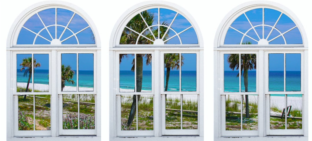 Faux Window Frame, Photo Wall Decals Destin, Florida- Window View-large ...