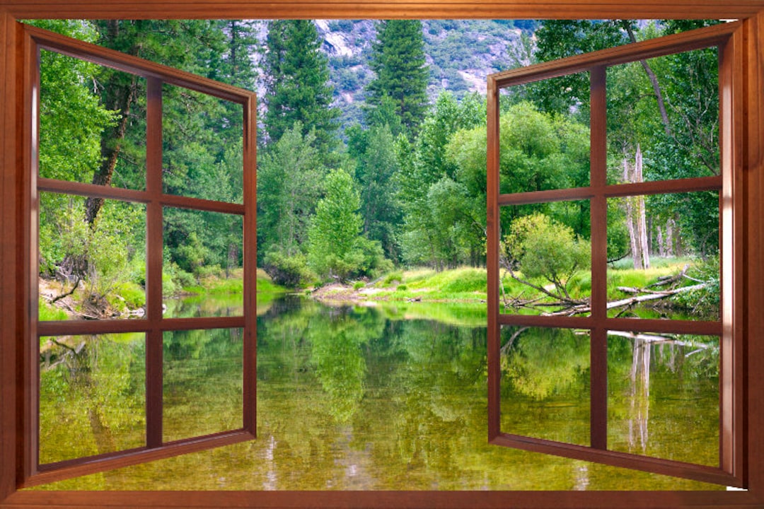 Wall Mural Window, Self Adhesive, Forest Window View-4 Sizes Available ...