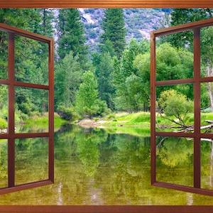 Wall Mural Window, Self Adhesive, Forest Window View-4 Sizes Available ...