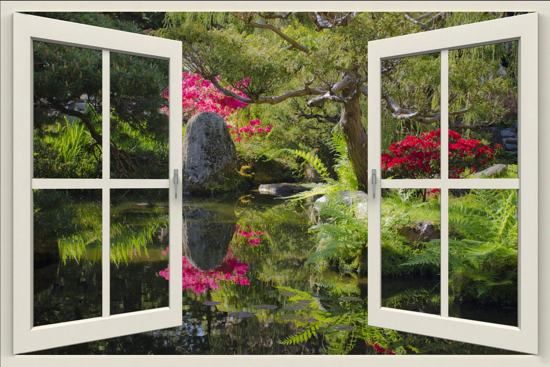 Wall Mural Window-self Adhesive-zen Blooming Garden Window View-4 Sizes ...