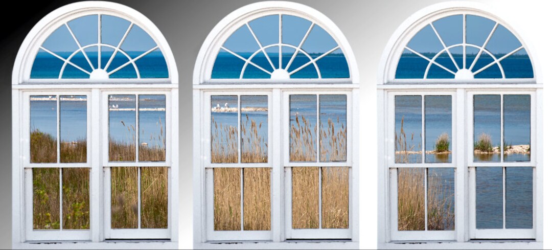 Lake Huron View Faux Window Frame Wall Decal, Large 3-piece Set - Etsy
