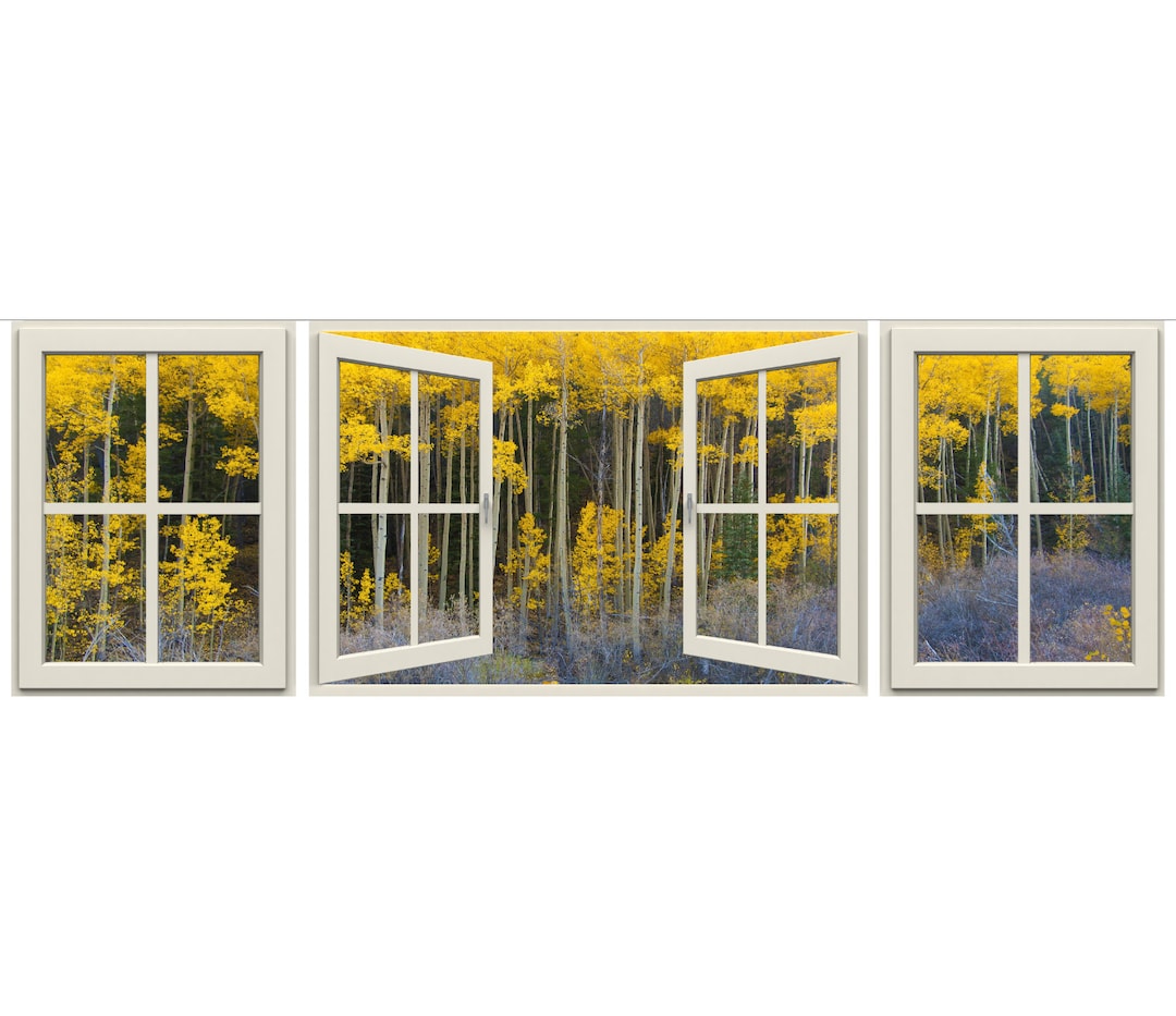 Aspen Cotonwood Pass Wall Mural, Faux Window View, Self Adhesive 3 ...