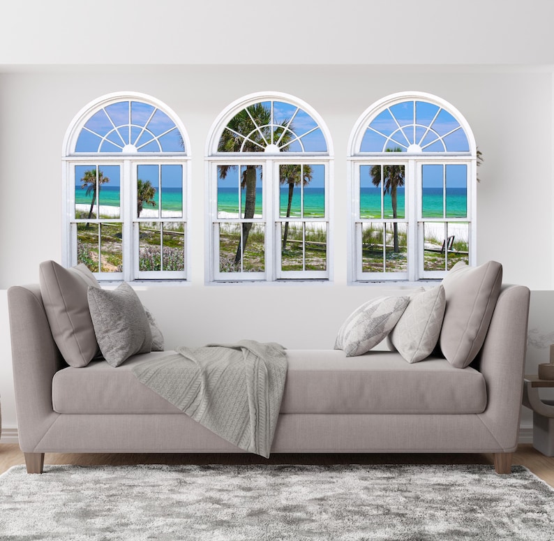 Faux Window Frame, Photo Wall Decals Destin, Florida- Window View-large ...