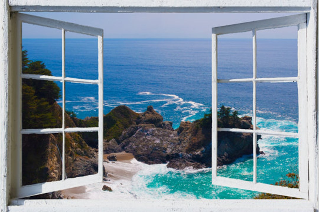 Wall Mural Window, Self Adhesive, California Open Window View-3 Sizes ...