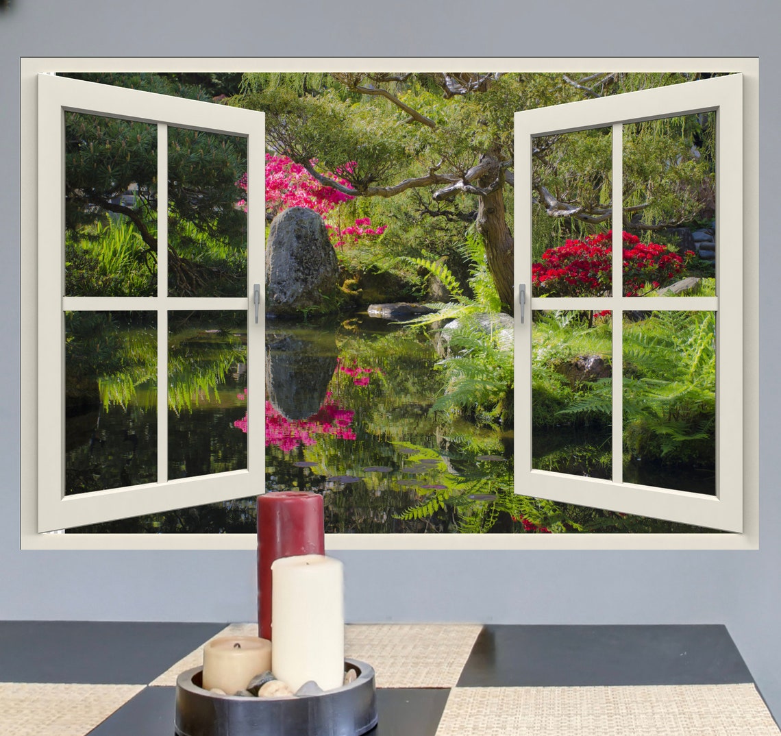 Wall Mural Window-self Adhesive-zen Blooming Garden Window - Etsy