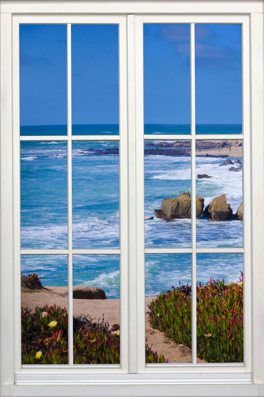 Wall Mural Window, Self Adhesive, Ocean Window View-vertical-big Sur ...