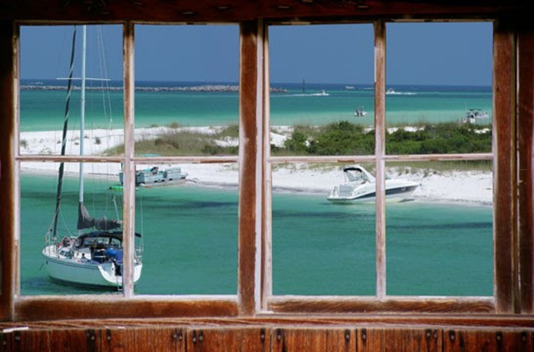 Wall Mural Window, Self Adhesive, Gulf Window View-3 Sizes Available ...