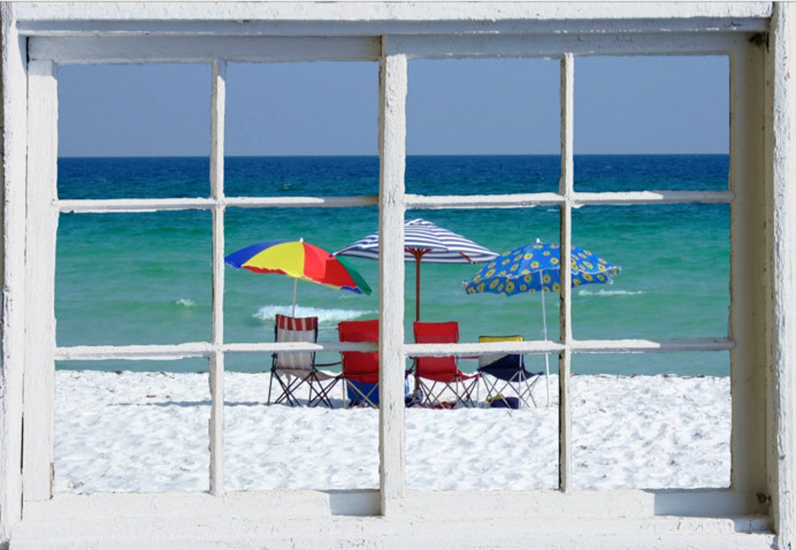 Wall Mural Window, Self Adhesive, Florida Beach Window View-4 Sizes ...
