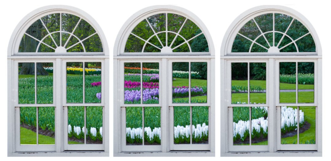 Faux Window Frame, Photo Wall Decals Dutch Garden-2, Holland- Window ...
