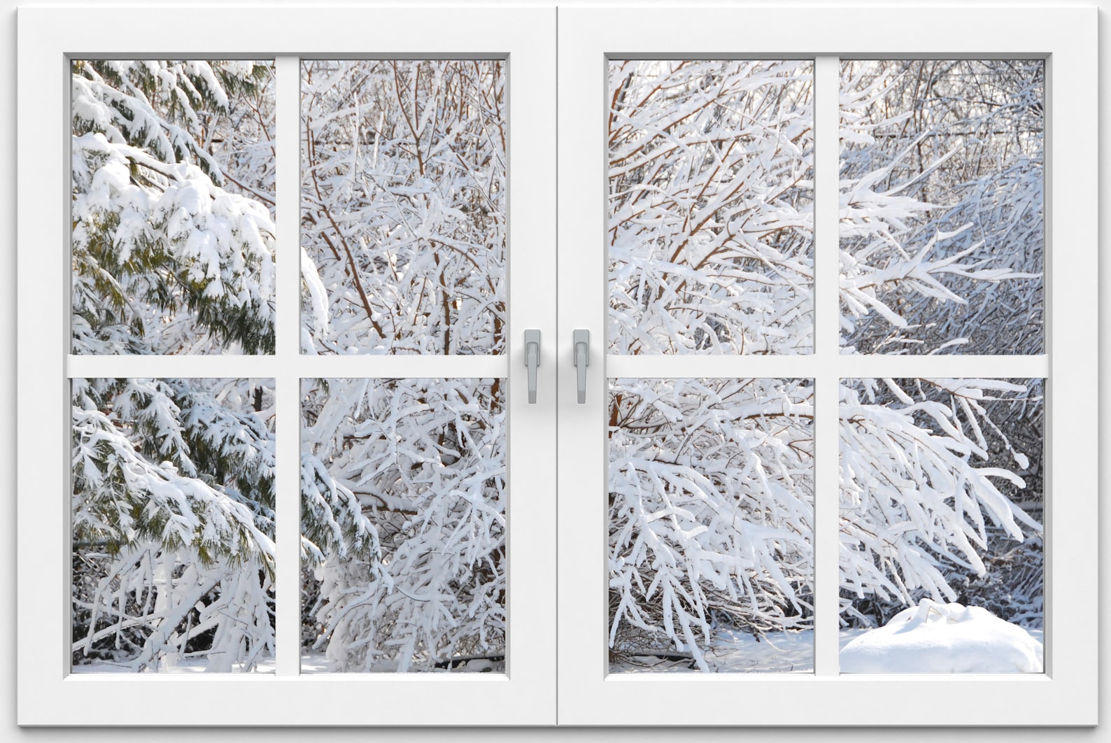 Wall Mural Window, Self Adhesive, Winter Window in White View-3 Sizes ...